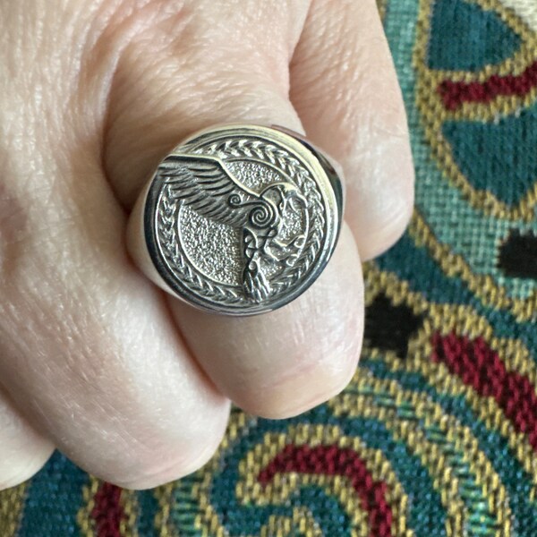 Odin's Raven of Prophecy Signet Ring, Celtic Knot Art Motif Pinky Ring ...