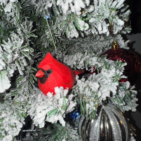 Handmade Cardinal Wood Carving Bird Figurine Cardinals Wood Cardinal ...