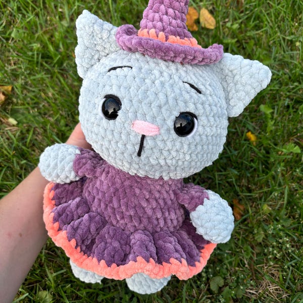 DIY Crochet Kitten Witch PATTERN PDF - Easy Amigurumi Kitten Witch ...