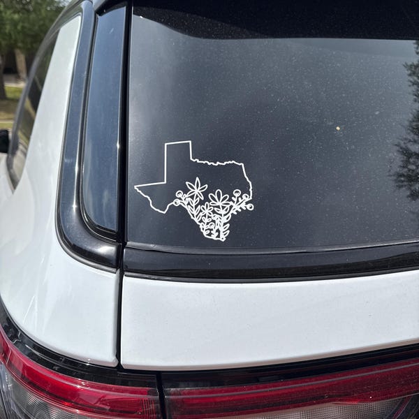 Texas Car Decal, Floral Car Stickers, Texas Pride Decals, Texas Wild ...