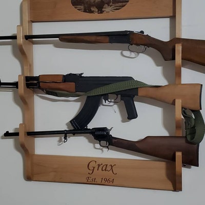 Personalized Wooden Wall Gun Rack Custom Engraved - Etsy