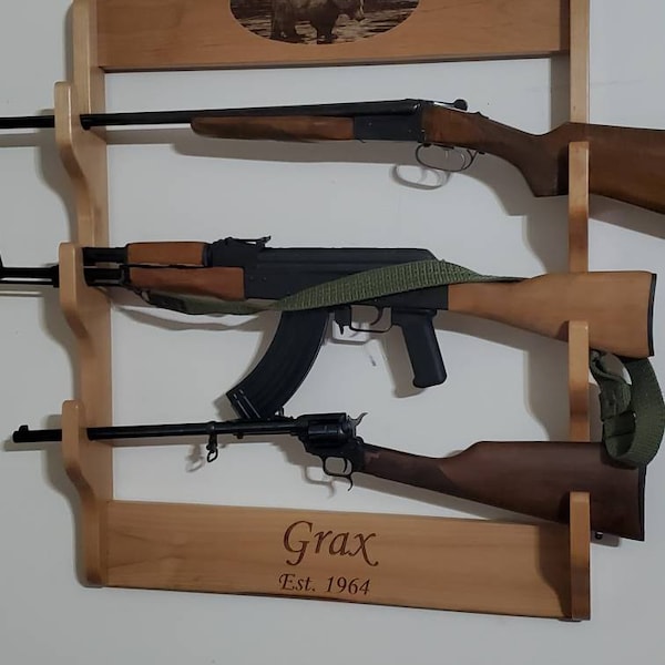 Personalized Wooden Wall Gun Rack - Custom Engraved - Etsy