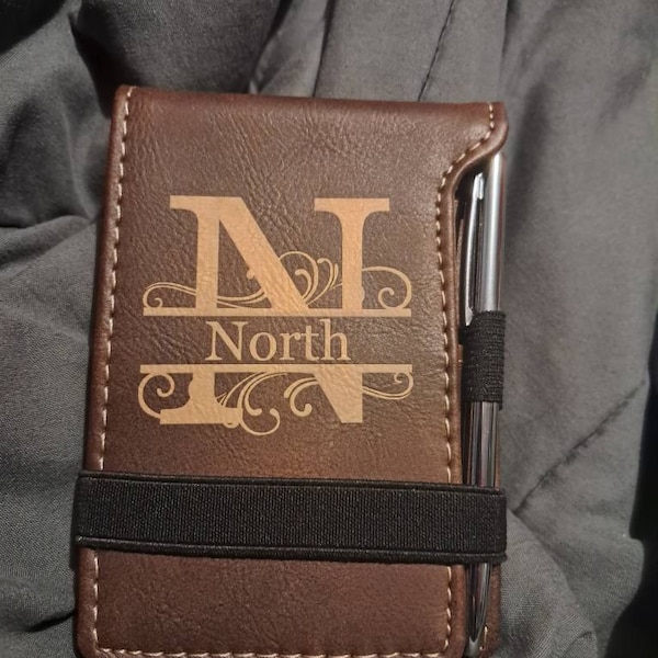 Custom Pocket Notebook With Pen, Refillable Personalized Leather ...
