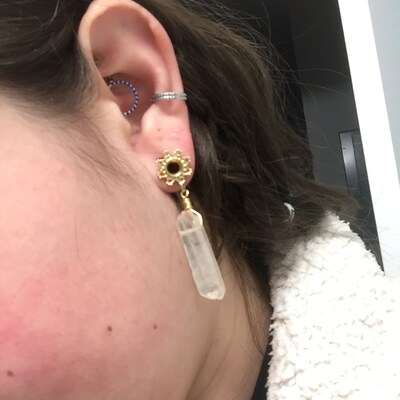 Dangle Plugs, Clear Quartz Plugs, Earrings for Plugs, Drop Earrings ...