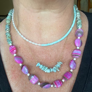 Splash//chunky Aqua Enamel Chain Adjustable Length Tie - Etsy