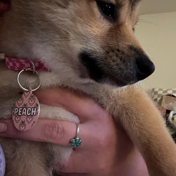 Pet Id Tag Peach Shiba Inu, Peaches Personalized Tag, Cute Custom Dog ...