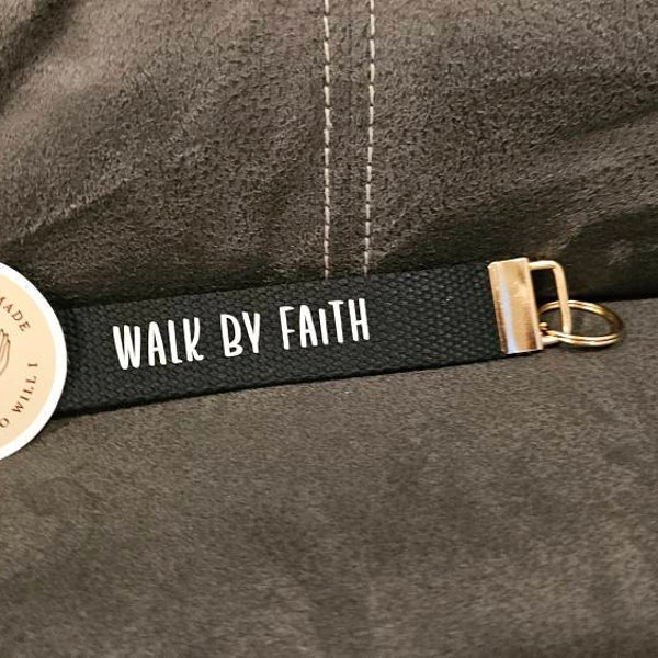 Faith Wristlet Key Fob, Christian Keychain Christian Gift, Fabric ...