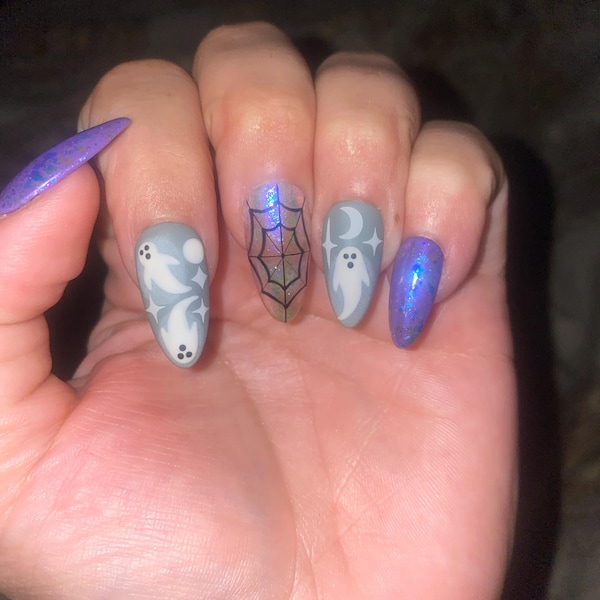 Dark Purple Gothic Press on Nails | Custom Shape / Size Matte Black ...