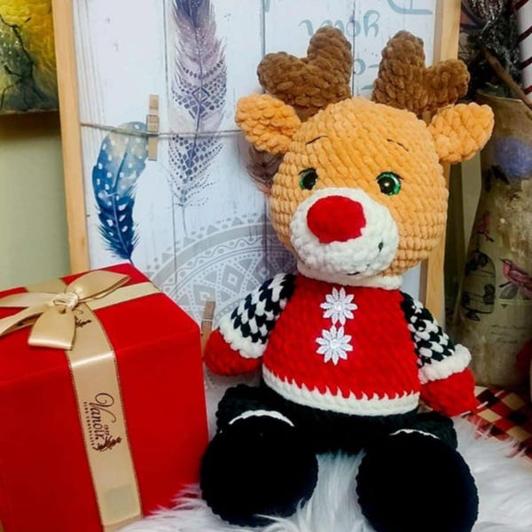 DIY Crochet Christmas Reindeer PATTERN PDF - Easy Amigurumi Christmas ...