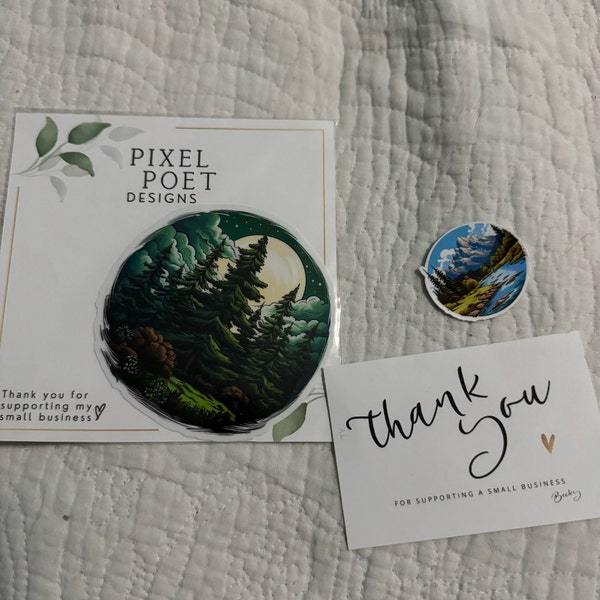 Pine Tree Vinyl Sticker: Full Moon Cedar Forest, Waterproof Decal - Etsy