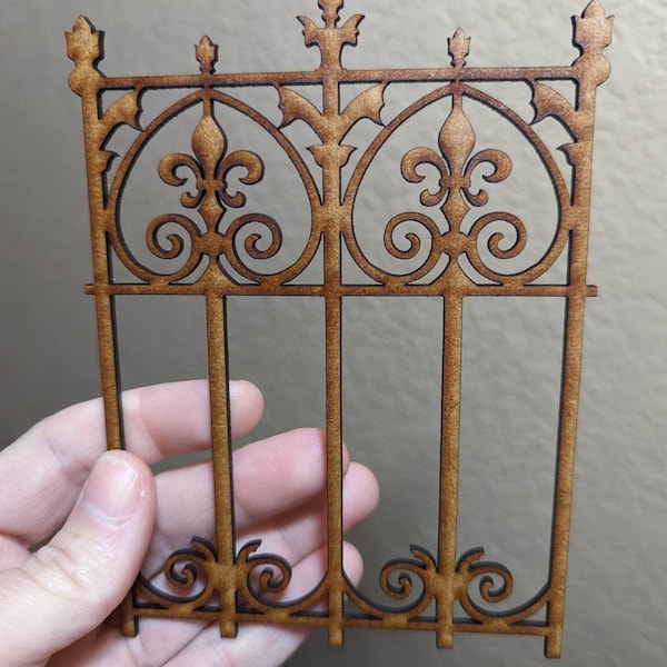 Dollhouse Miniature Fence Panel - Wrought Iron Look Fencing for ...