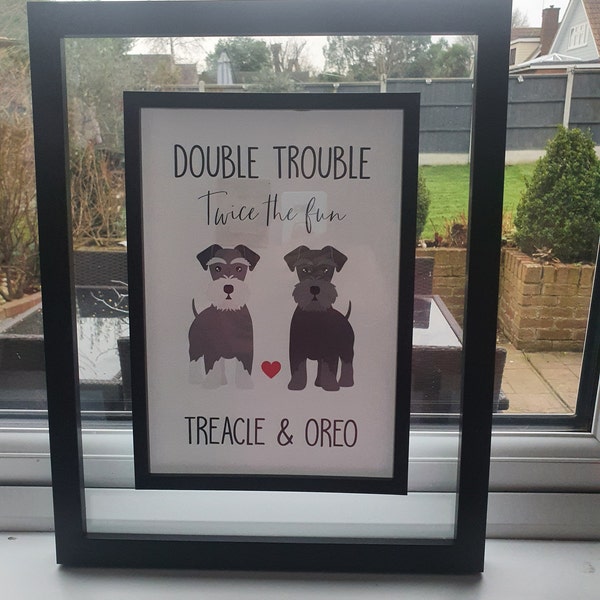 Double Trouble Twice the Fun Schnauzer Print | Custom Dog Picture ...