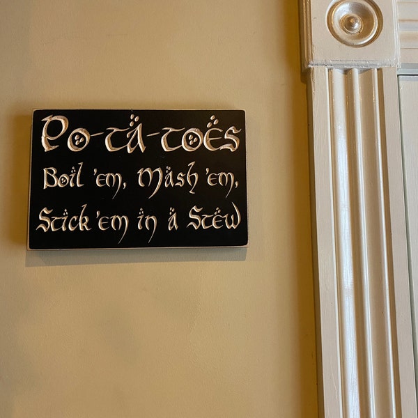 Potatoes Taters Engraved Wood Sign Hobbit Meals Menu Lord of the Rings ...