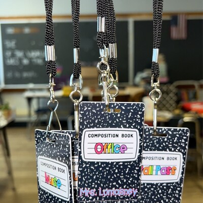 Composition Book Theme Classroom Hall Passes for Teachers, Personalized ...