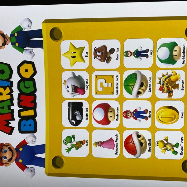 Super Mario Bingo Digital Print Game for Kids Special Birthday Party ...