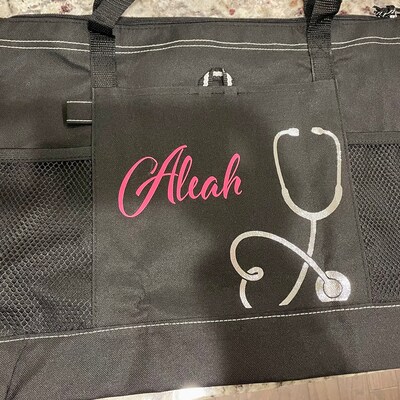 Custom Nursing Bag With Name and Stethoscope, Personalized Nurse Bag ...
