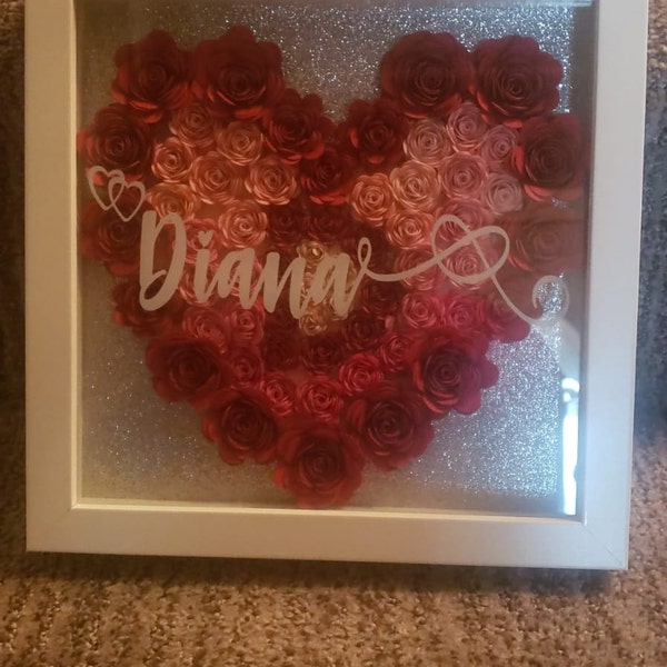 Floral Shadowbox | Shadowbox With Flowers | 8x8 Shadowbox| Initial Floral Shadowbox - Etsy