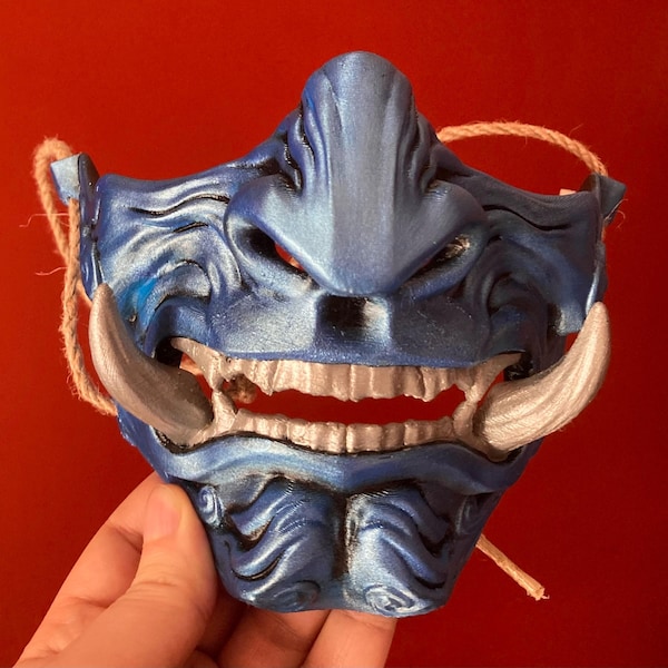 Glowing Cyberpunk Oni Mask Cyber Oni Mask Menpo Mask Cyber Samurai ...