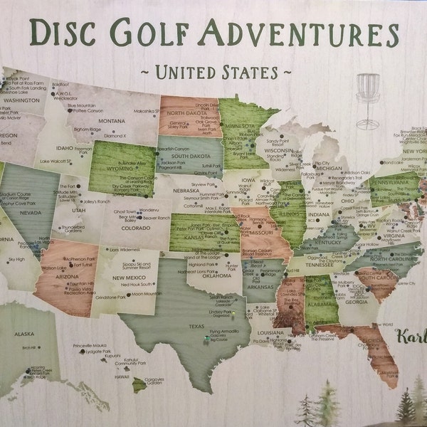 Disc Golf Push Pin Map, USA Best Courses Each State in USA, Discgolf ...