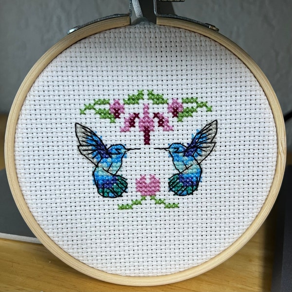 Hummingbirds Cross Stitch Pattern PDF - Modern Small Bird Cross Stitch ...