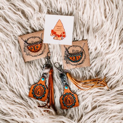 Tooled Leather Retro Motel Keychain,key Accessories,car Accessories ...