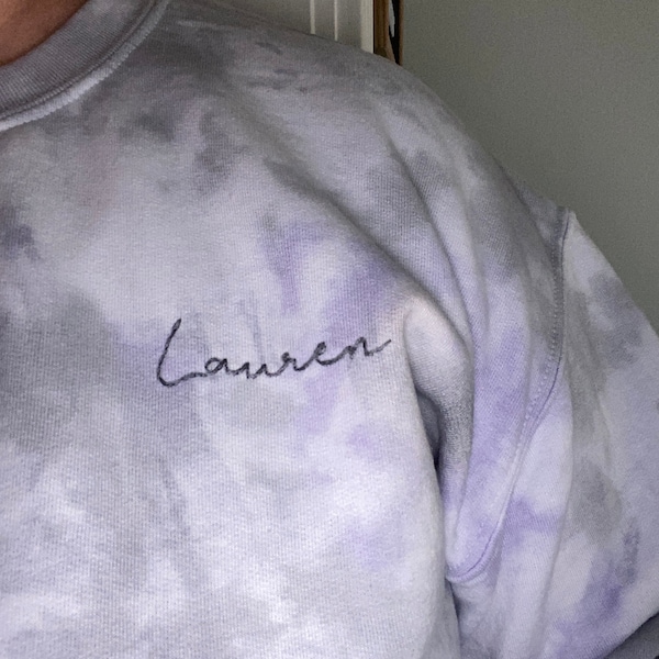 Tie Dye Sweatshirt - Custom Hand Embroidered Crewneck Sweatshirt [plus ...