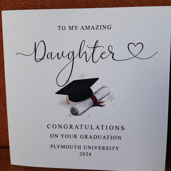 Personalised Daughter Graduation Card- With Cap & Scroll- Name and ...