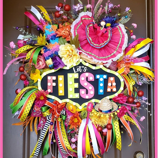 Fiesta Marquee Door Hanger, Cinco De Mayo Decor, Mexican Hispanic ...