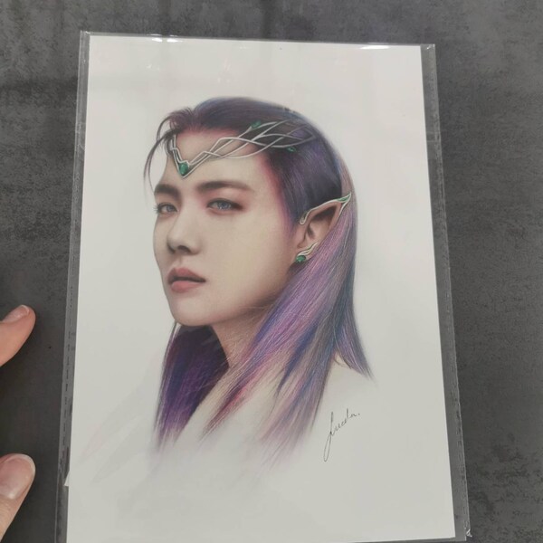 BTS J-hope ‘elf Prince’ Themed Colored Pencil Drawing : PRINT From ...