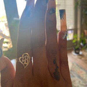 10k Solid Yellow Gold Slanted Heart Initial Letter Alphabet - Etsy