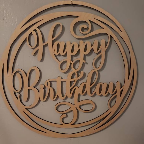 Happy Birthday Sign, Birthday Decor, Laser Cut Wood Sign, Can Be ...