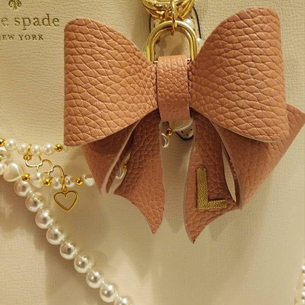 Handmade Leather Bow Keychain, Handmade Leather Keychain, Purse Charm ...