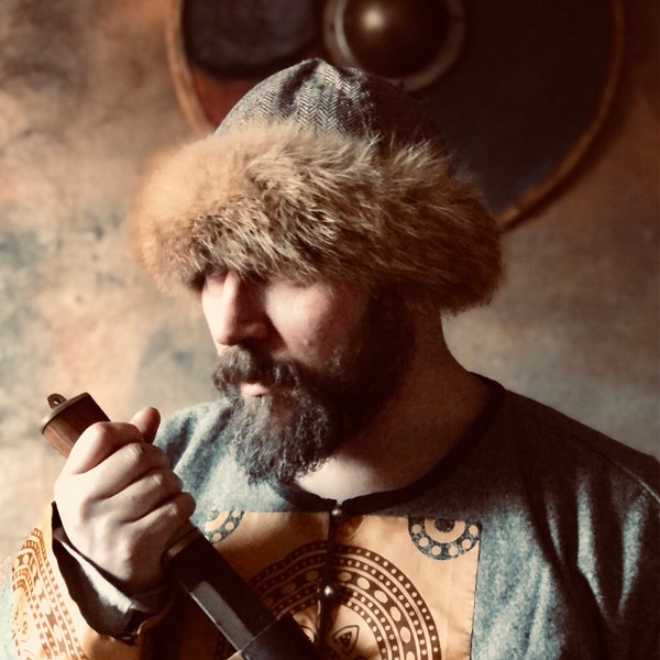 Early Medieval Birka Viking Woollen Hat With Linen Lining and Red Fox ...