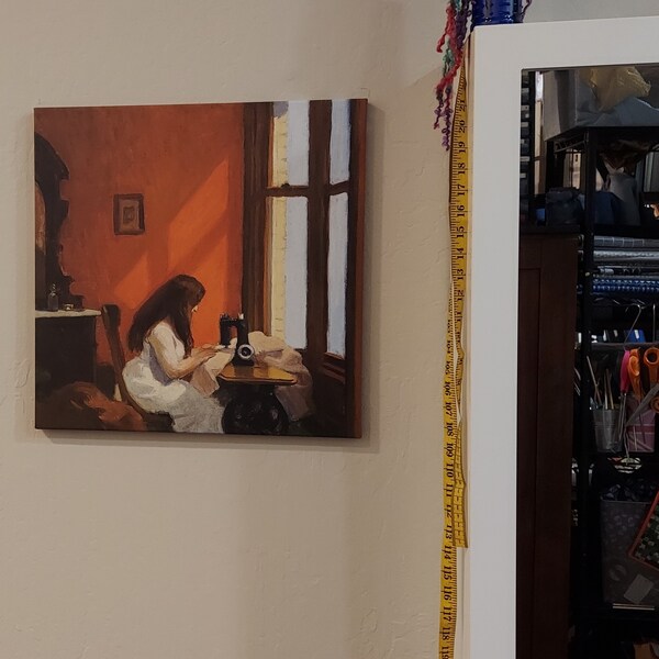 ARTCANVAS Girl at Sewing Machine 1921 by Edward Hopper Canvas Art Print ...