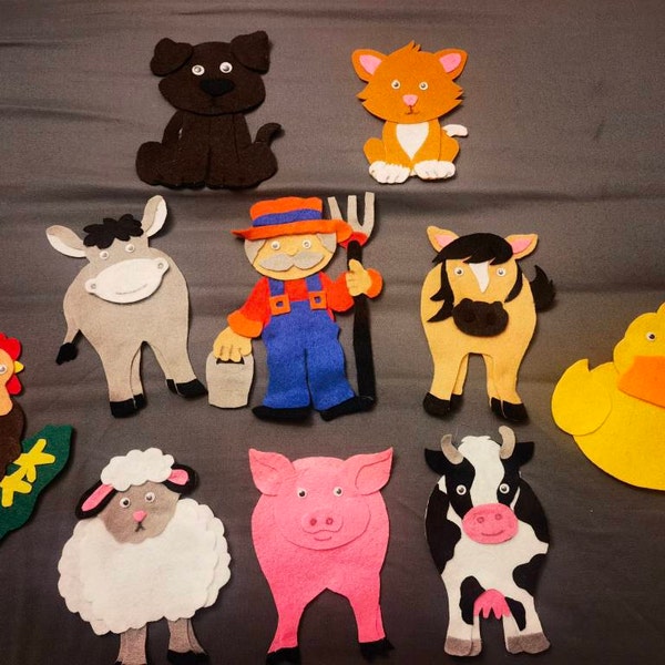 Old Macdonald Farm Animal Puppet Pattern, DIY Felt Stick Puppets ...