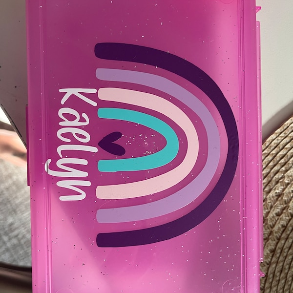 Back to School Pastel Rainbow Personalized Girls Pencil Box School ...