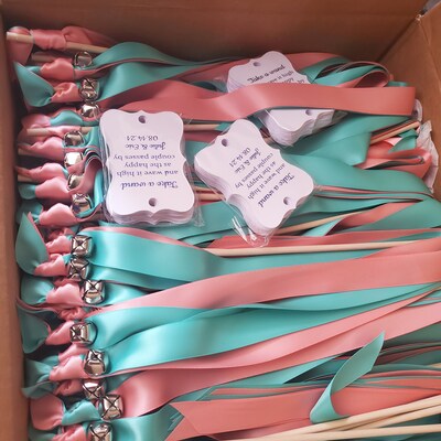 150 Ribbon Wedding Wands Send off Idea Ceremony Exit Ribbon Wedding ...