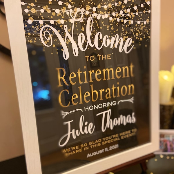 Retirement Celebration Welcome Sign Personalized Printables | Gold ...
