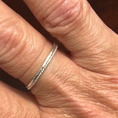 Simple Gold Stacking Set,mixed Metals Ring Set,textured Rings,faceted ...