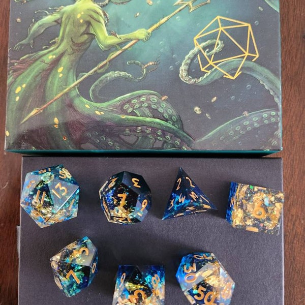 Sacred Flame - Blue Smoke With Gold Foil Handmade Resin Sharp Edge Dnd ...