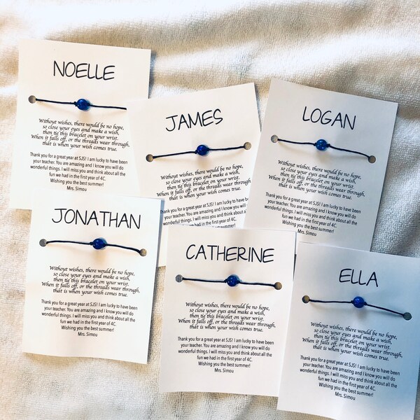 Personalized Back to School Year Class Wish Bracelets - Bulk Discount ...
