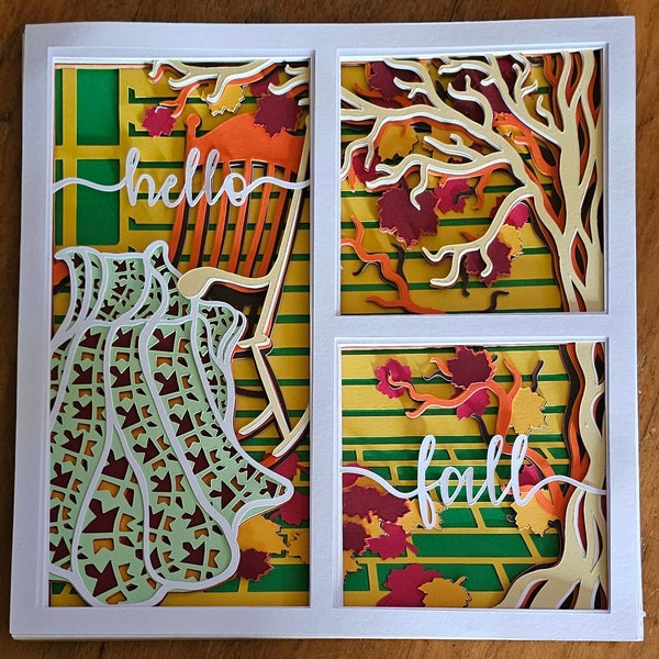 3D Layered Fall Quilt SVG EPS, Fall Shadow Box, Autumn 3D Svg, Leaves ...