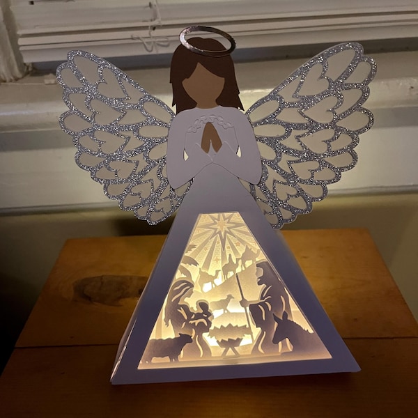 Angel Nativity Shadow Box Svg, Angel Shadow Box Svg, 3d Lantern Svg ...