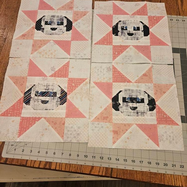 Set of 4 Farm Animals Quilt Block Patterns: Chicken, Cow, Pig, and Barn ...