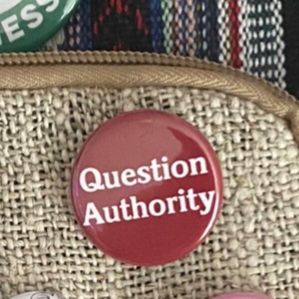 Unworn Retro 80s question Authority BUTTON, in Like New Condtion - Etsy