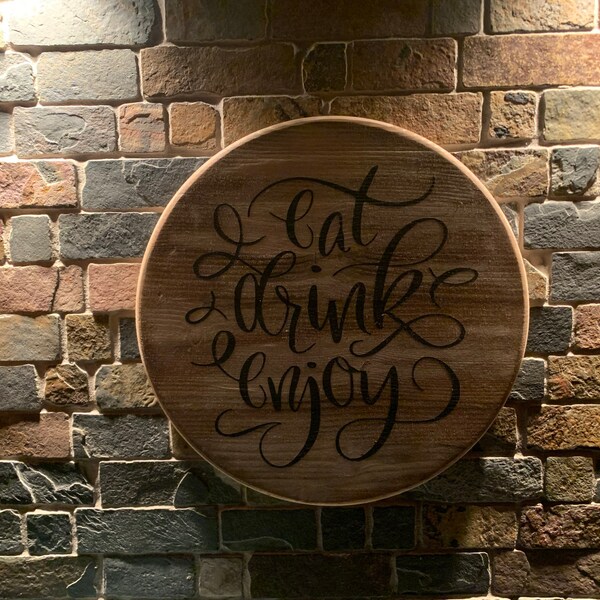 Stay Awhile Sign - Large Round Sign - Wood Sign - Home Decor - Rustic ...