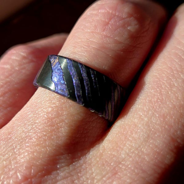 Crystallized Titanium Wedding Band, Titanium Ring, Mens Wedding Band ...