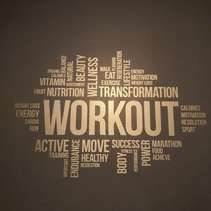 Workout Word Cloud Wall Sticker Crossfit Fitness Inspirational Vinyl ...