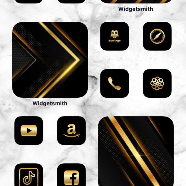 5000+ Gold iPhone Ios 18 App Icons Pack | Gold Icon Aesthetic Black ...