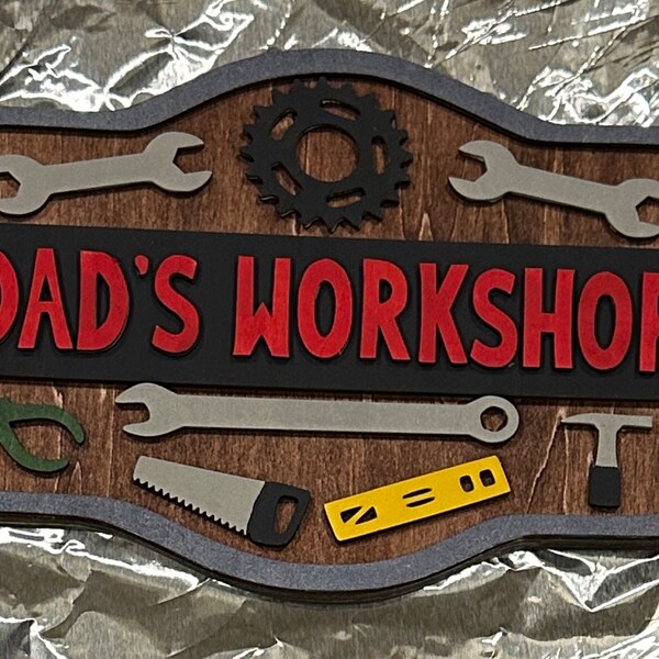 SVG Laser Engraved Cut File | Dad's Workshop Sign | Great Gift Birthday | Fathers Day ...